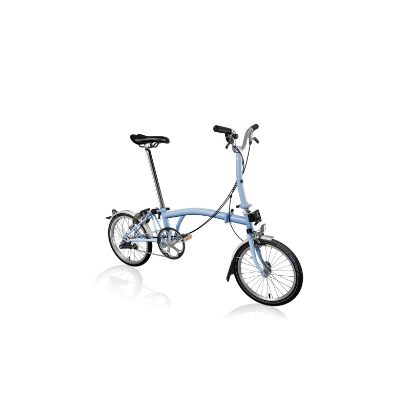 Brompton C Line Mid Utility folding bike - Cloud Blue - with rack